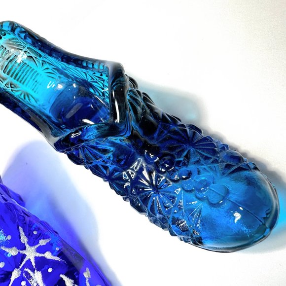 Art | Fenton Trio Signed Iridescent Green Navy Blue Cobalt Blue Hand ...